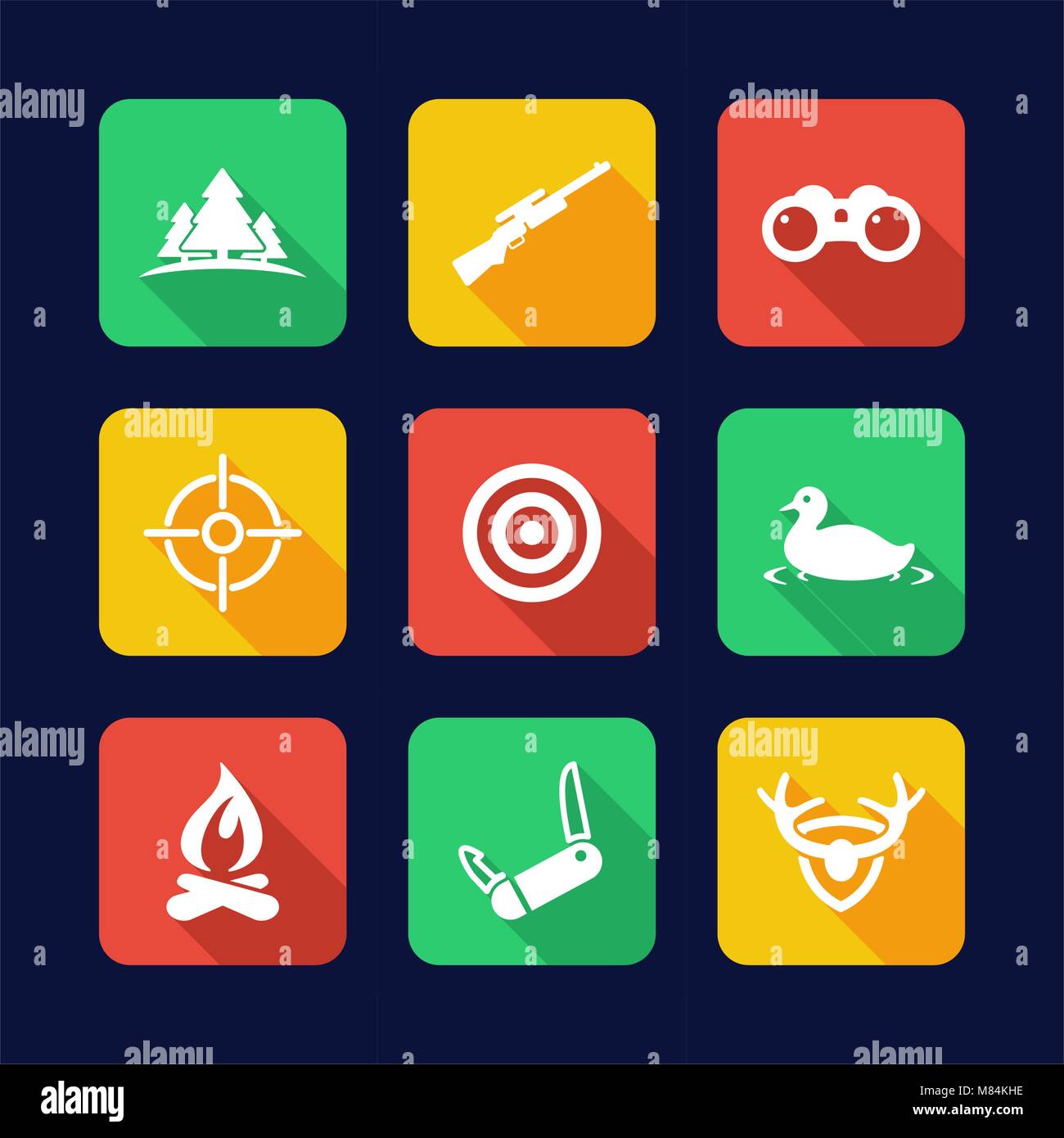 Hunting Icons Flat Design Stock Vector Image & Art - Alamy