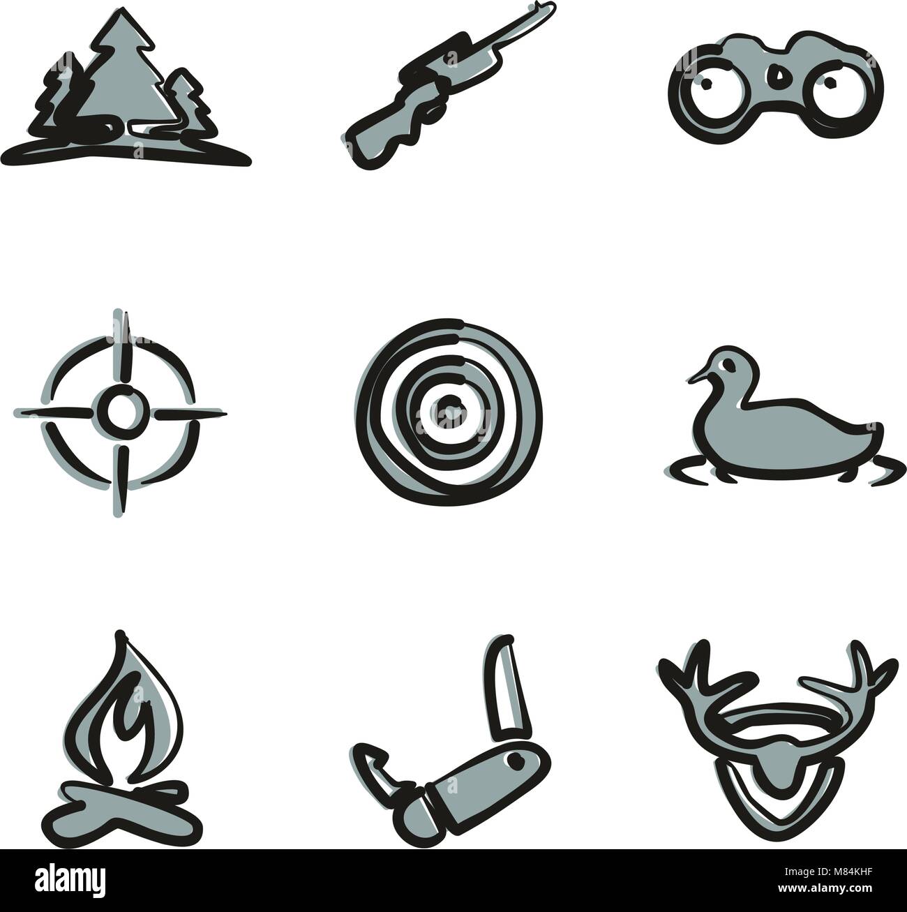 Hunting Icons Freehand 2 Color Stock Vector Image & Art - Alamy