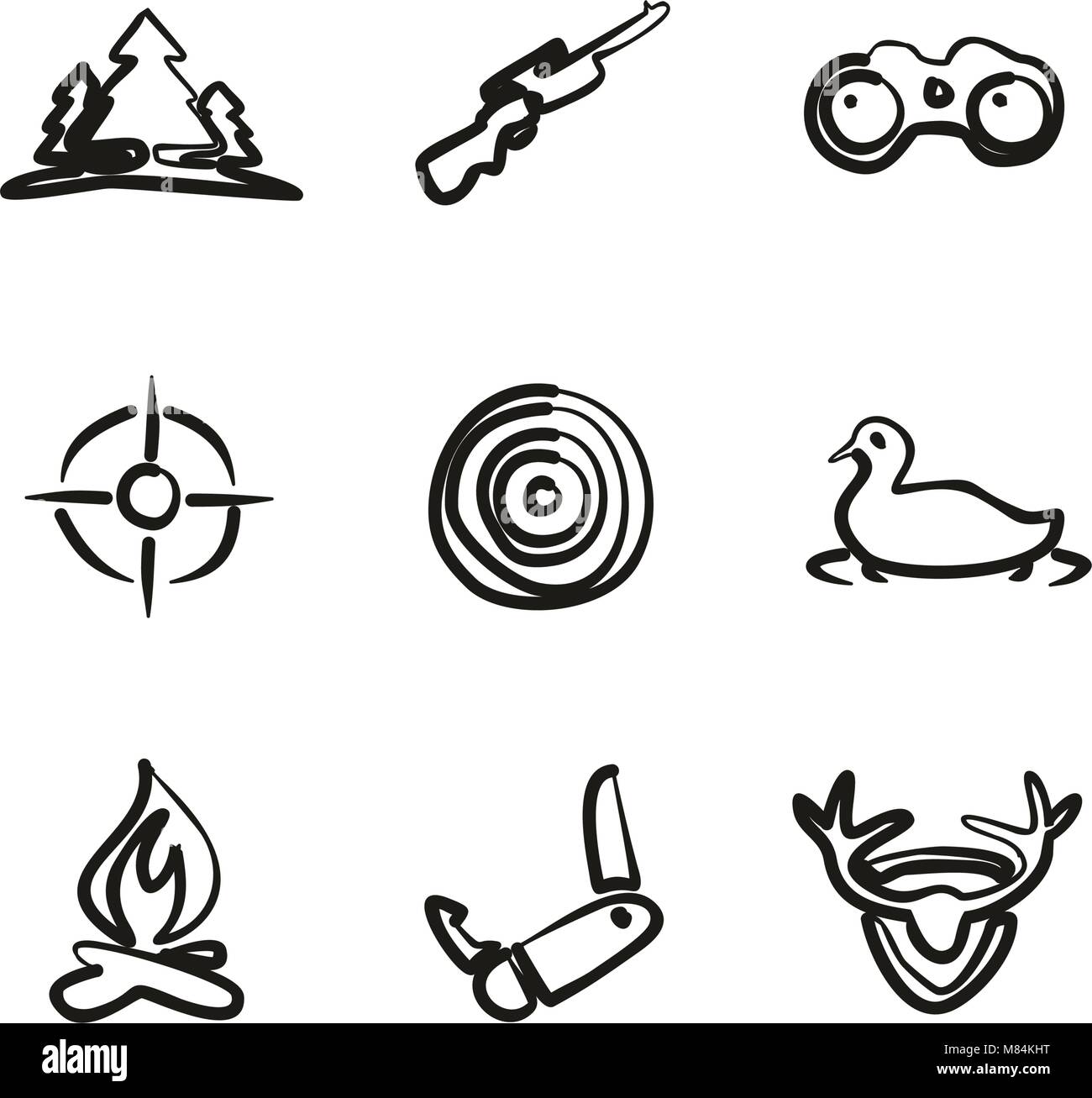 Hunting Icons Freehand Stock Vector Image & Art - Alamy