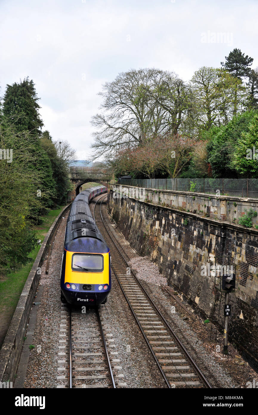 HST train from London passes Sydney Gardens in Bath on its way to ...