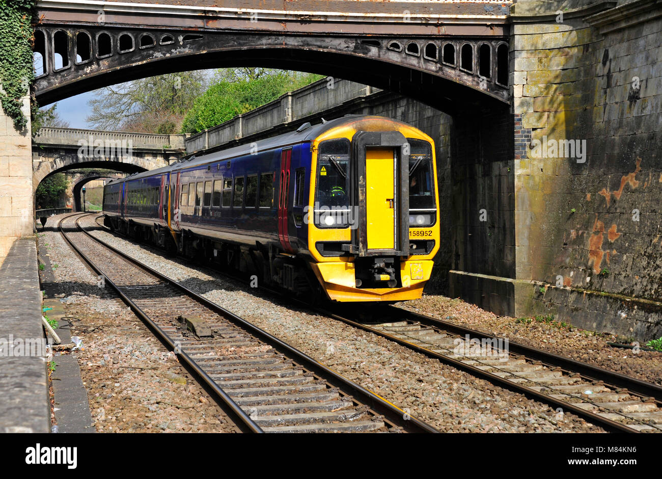 Diesel multiple unit train passes Sydney Gardens in Bath, England Stock ...