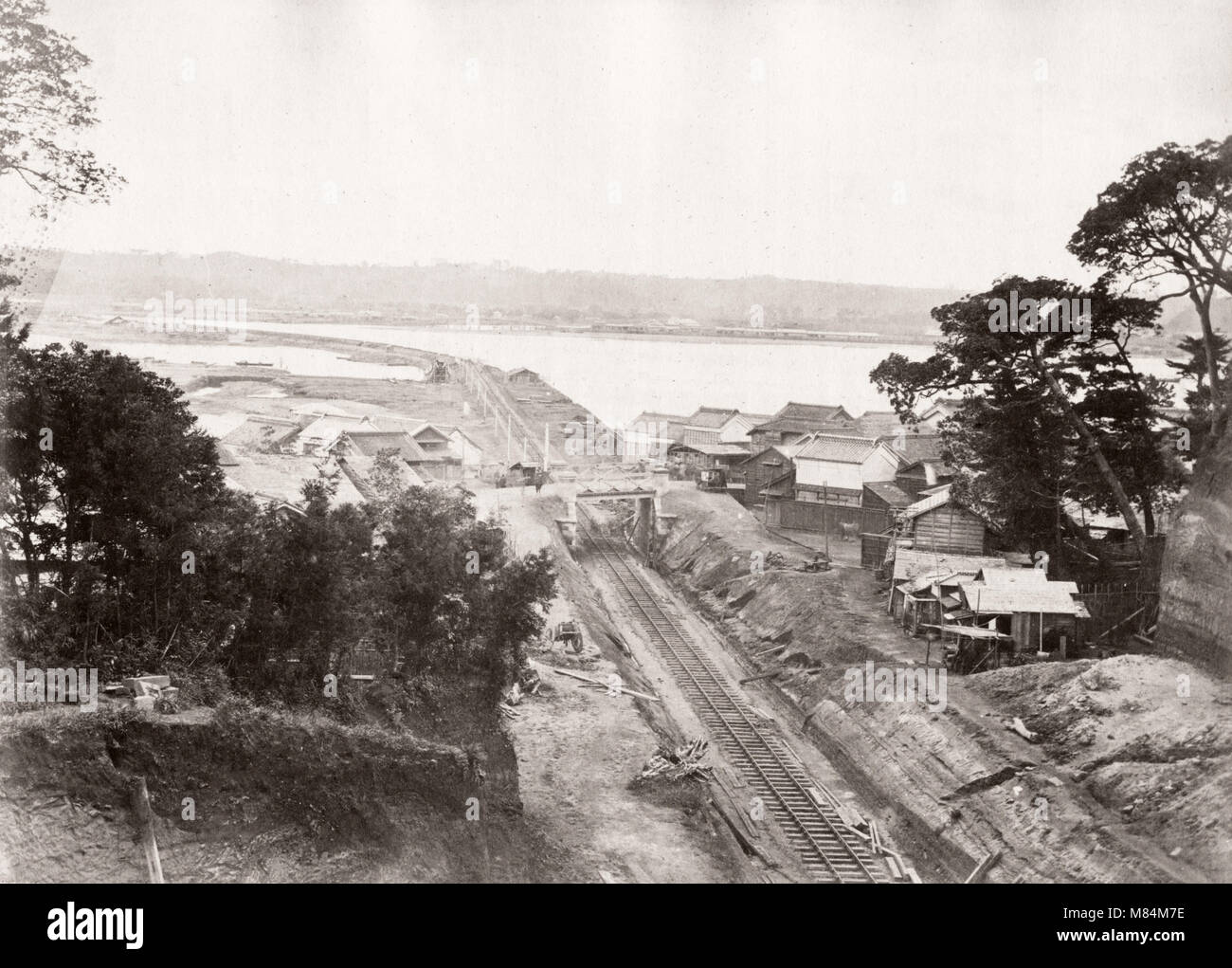 1871 Japan - the railway at Kanagawa Noge, - from 'The Far East ...