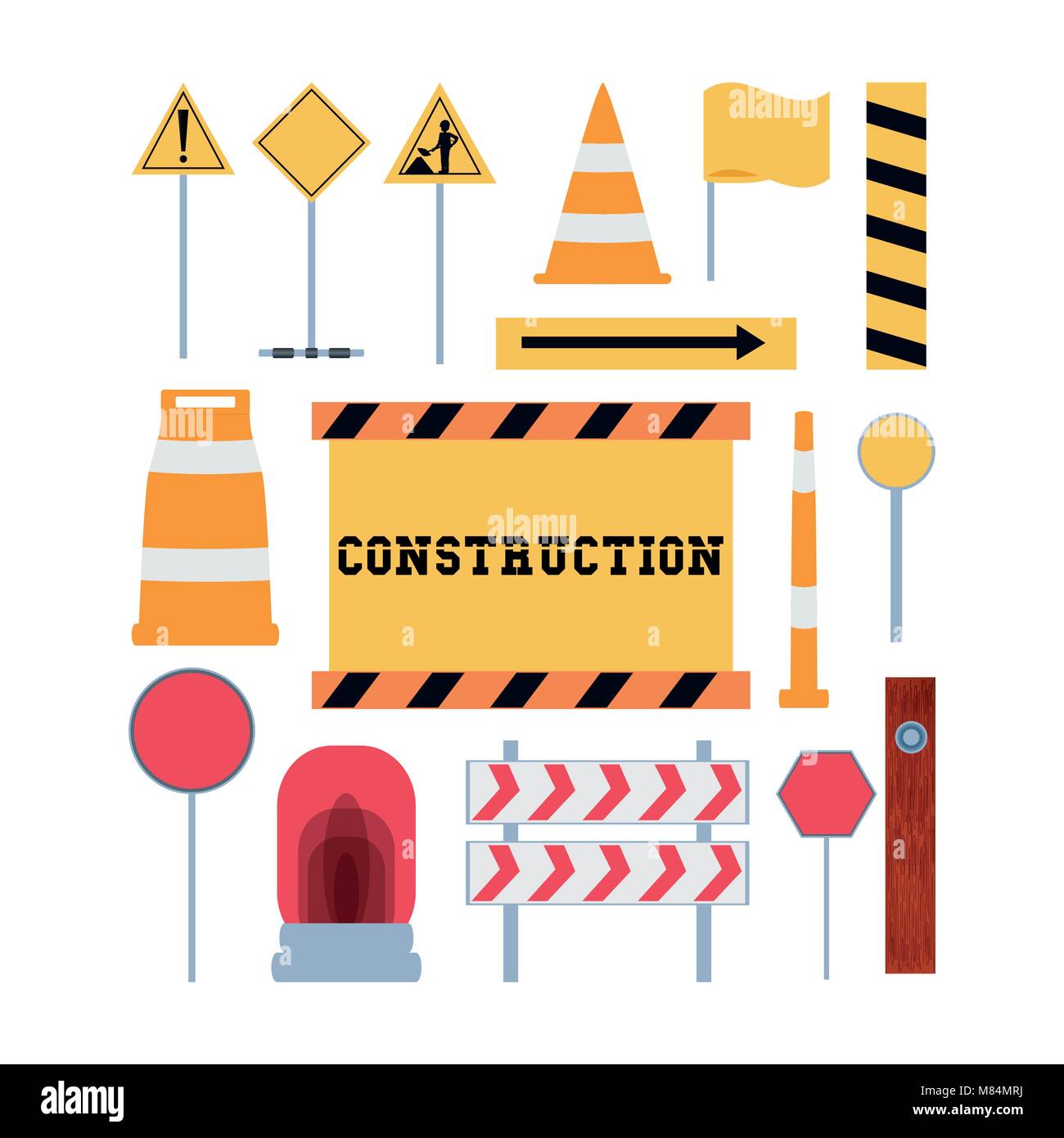 Icon set of Construction elements over white background, colorful ...