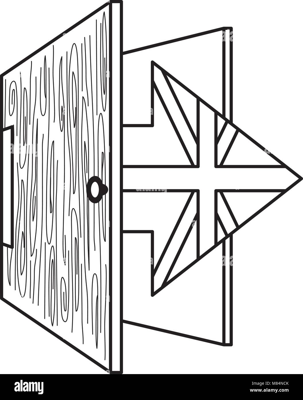 Brexit design with door and arrow with united kingdom flag design over ...