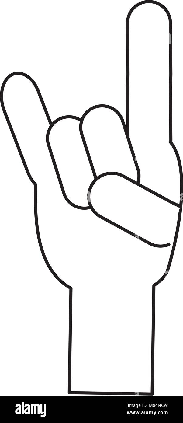 Rock Hand Symbol over white background, colorful design vector ...