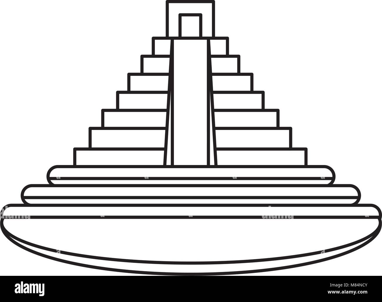 mexican pyramid surrounded by water over white background, vector ...