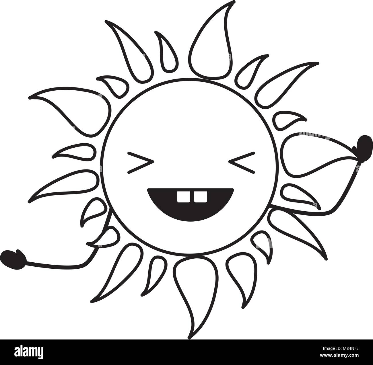 kawaii excited sun icon over white background, vector illustration ...