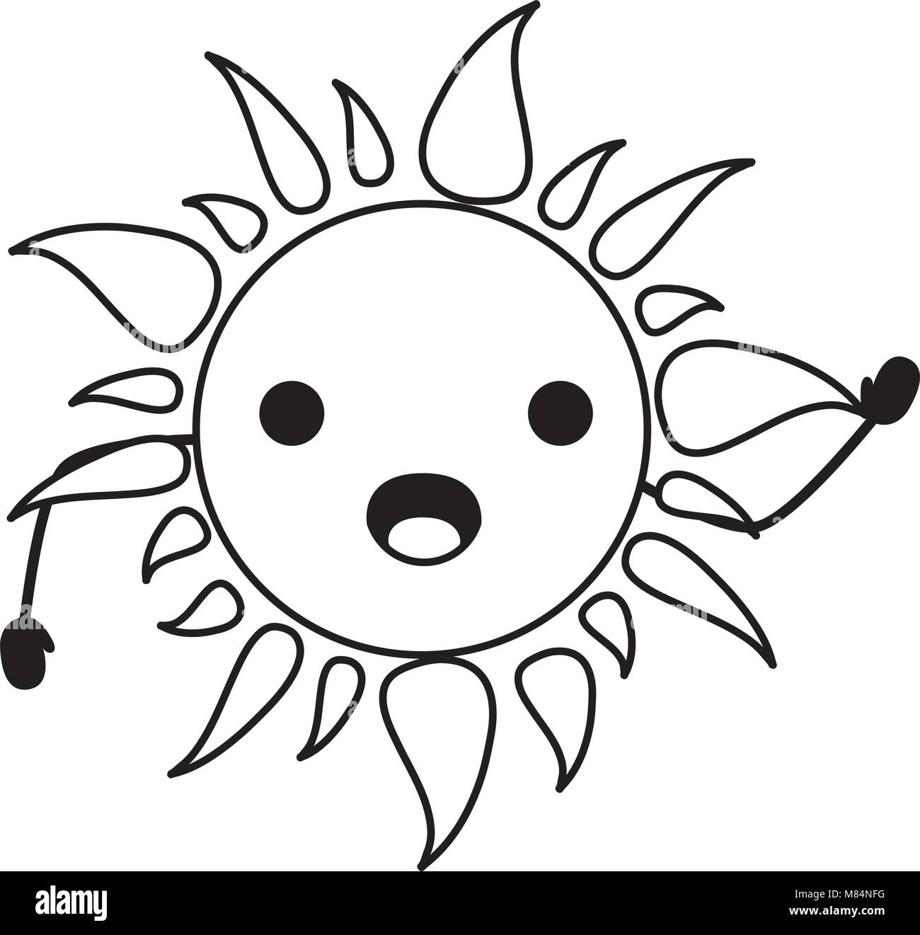 kawaii surprised sun icon over white background, vector illustration ...