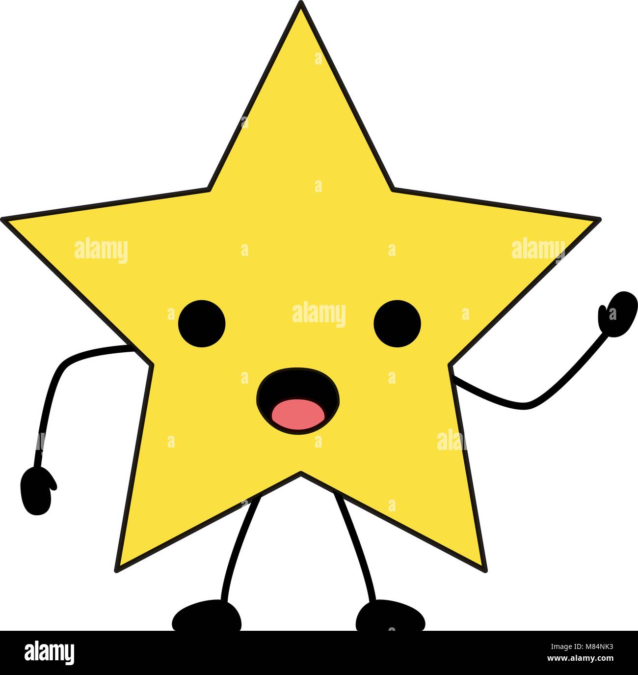 kawaii surprised star icon over white background, colorful design ...