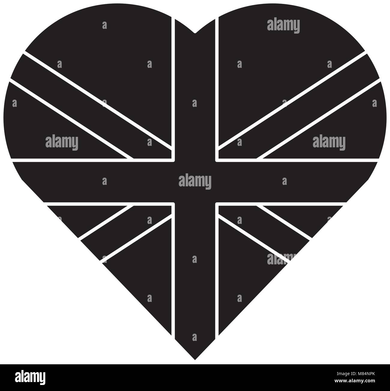 flag of united kingdom in heart shape over white background, vector ...