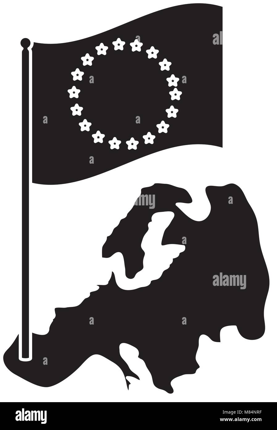 european union flag and map icon over white background, vector ...