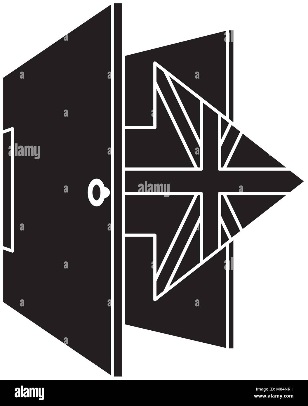 Brexit design with door and arrow with united kingdom flag design over ...