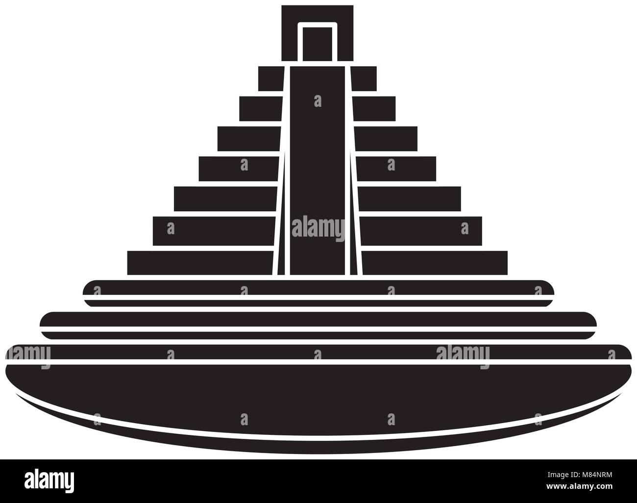 mexican pyramid surrounded by water over white background, vector ...
