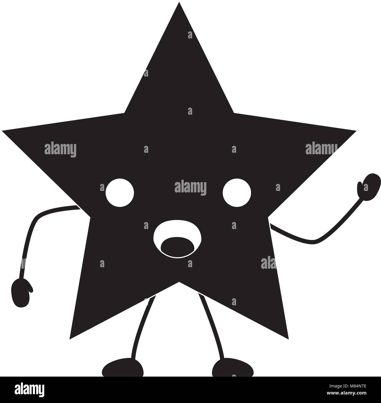 kawaii surprised star icon over white background, vector illustration ...