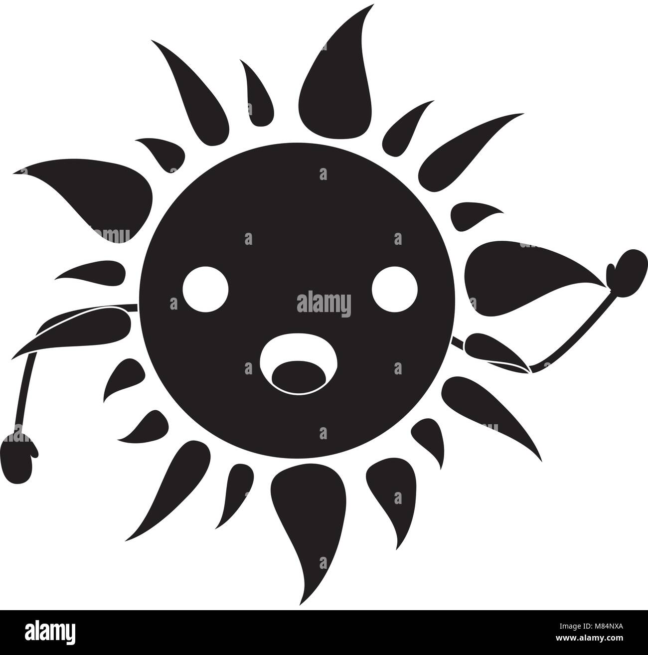 kawaii surprised sun icon over white background, vector illustration ...