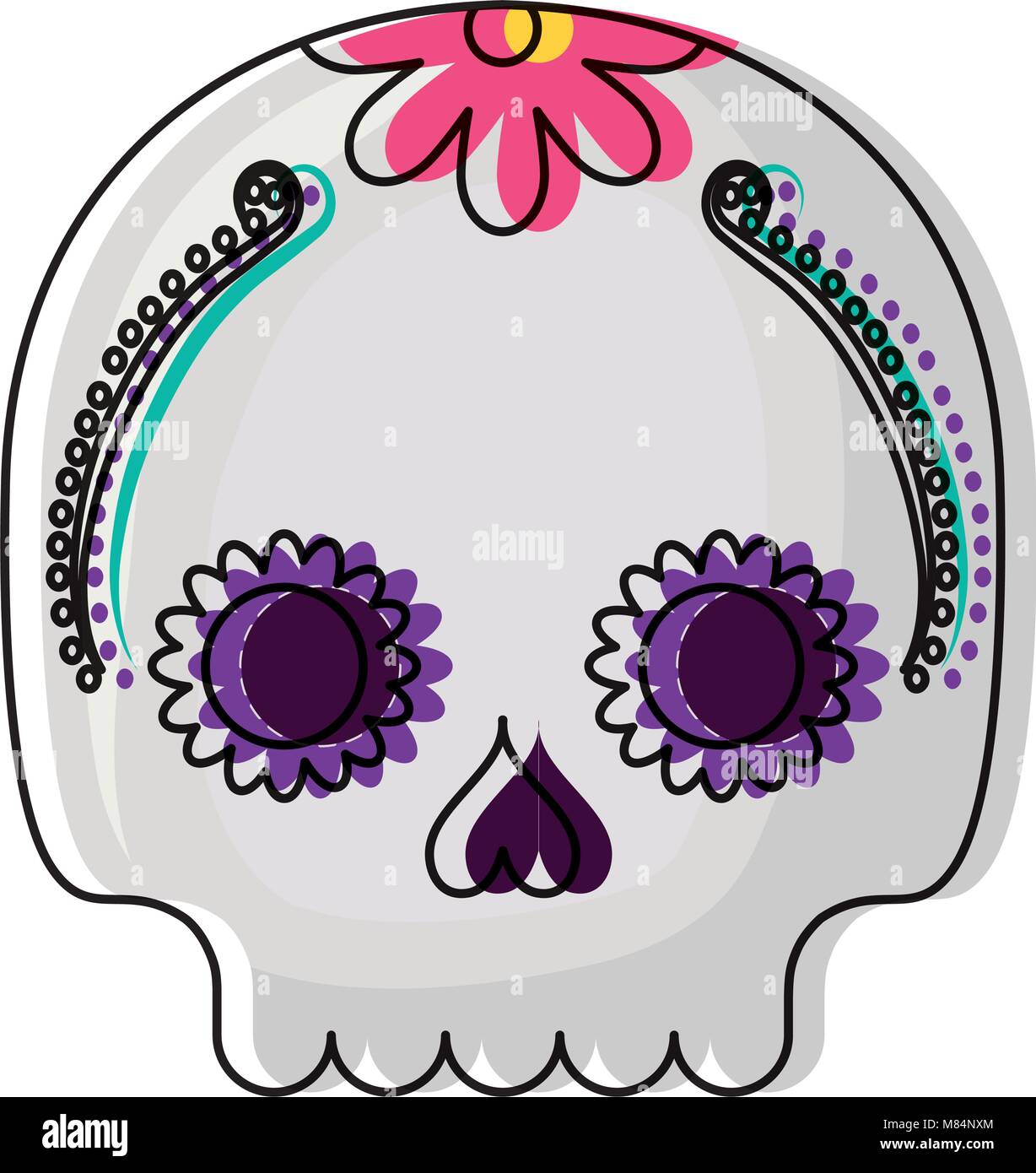 sugar skull icon over white background, colorful design. vector ...