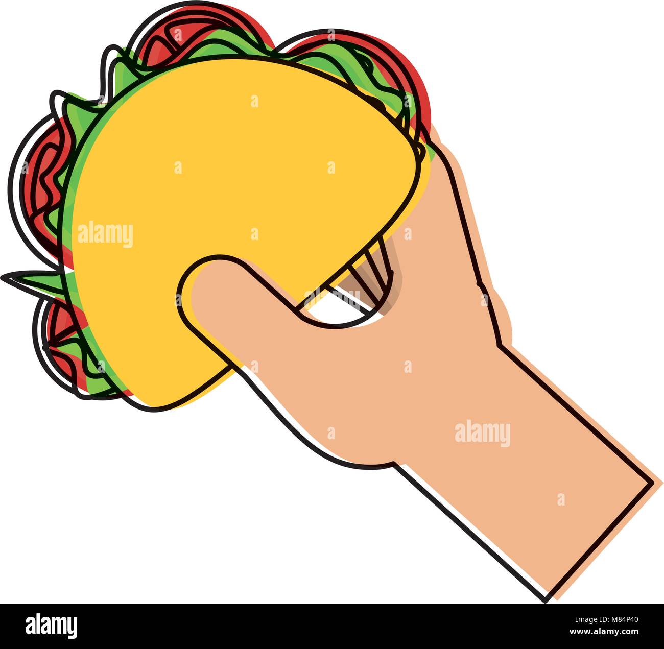hand holding a taco icon over white background, colorful design. vector ...