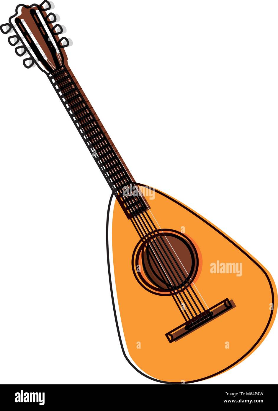 lute guitar icon over white background, colorful design. vector ...