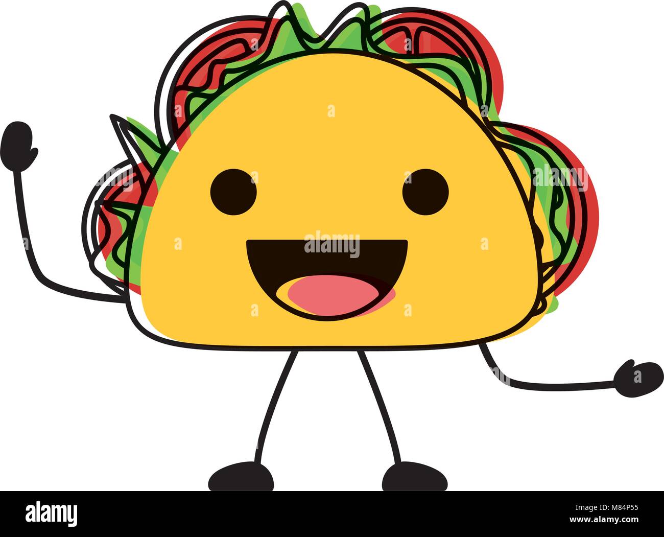 kawaii happy taco icon over white background, colorful design. vector ...