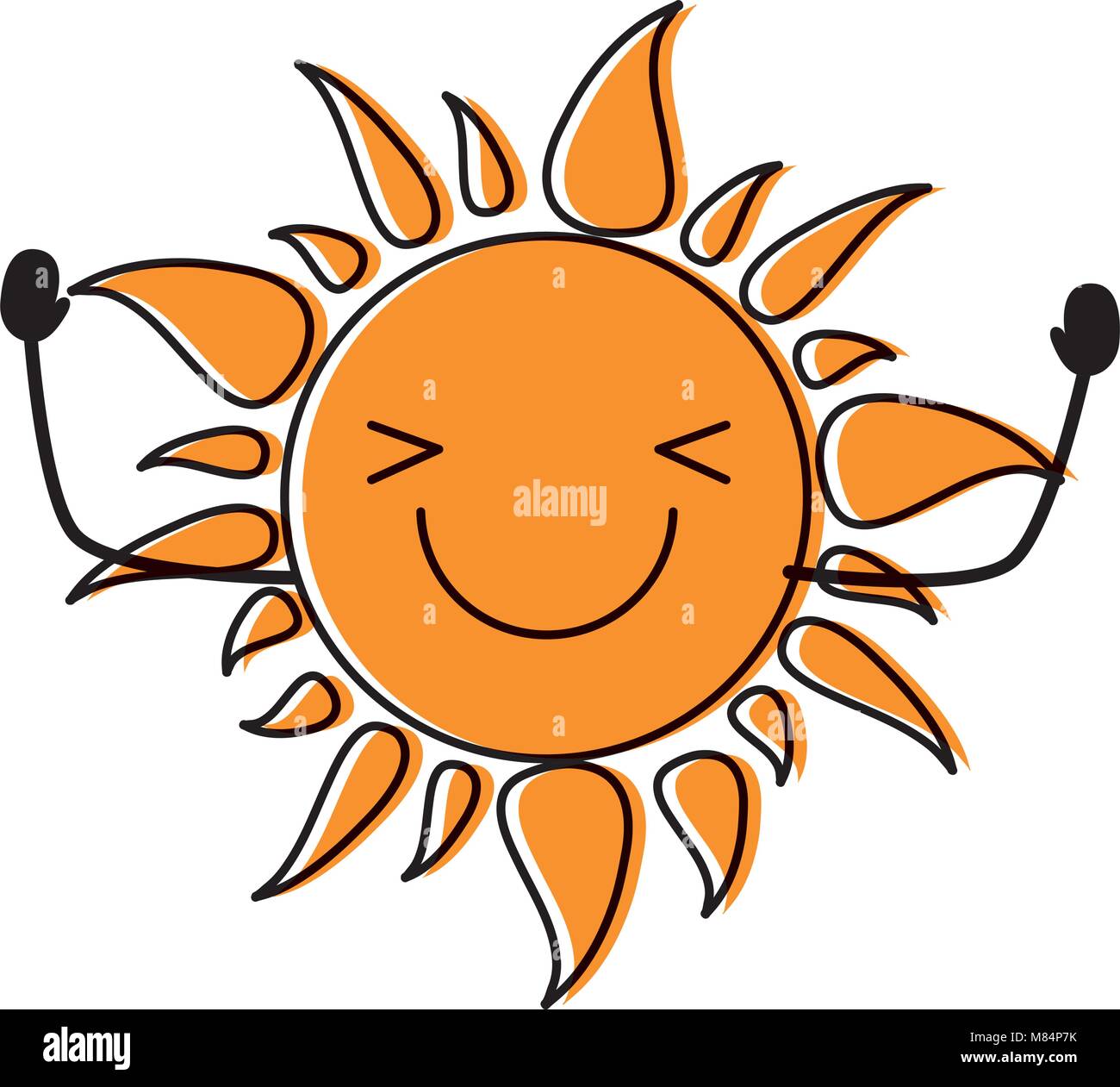 kawaii excited sun icon over white background, colorful design. vector ...
