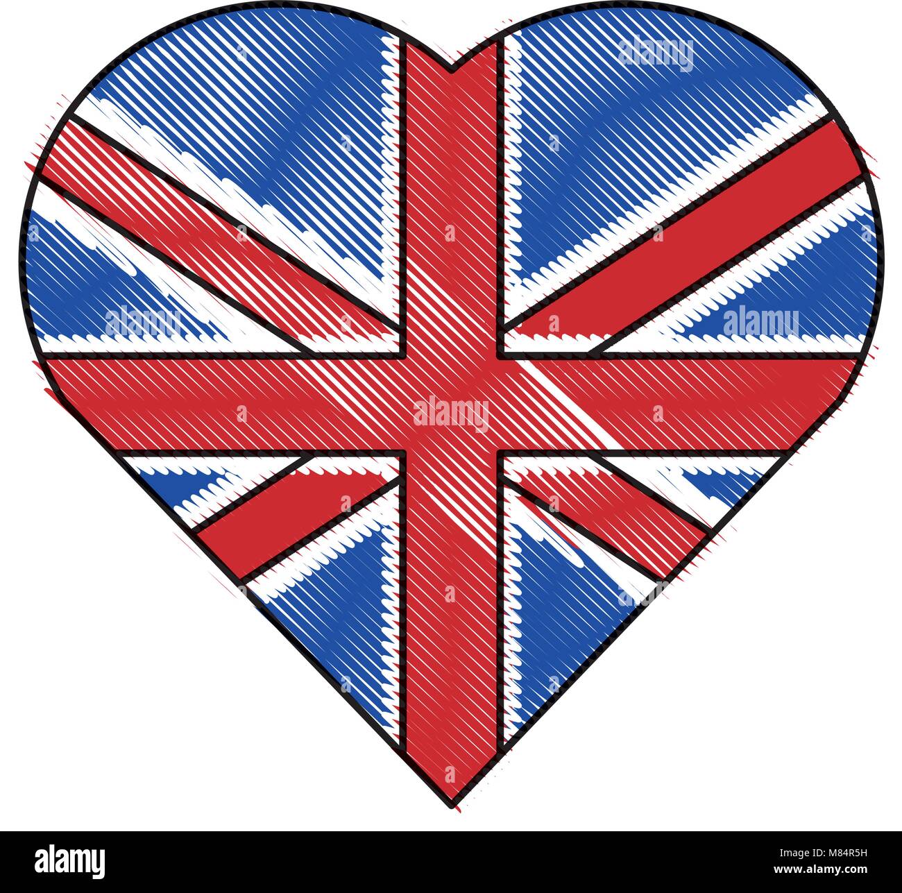 flag of united kingdom in heart shape over white background, colorful ...