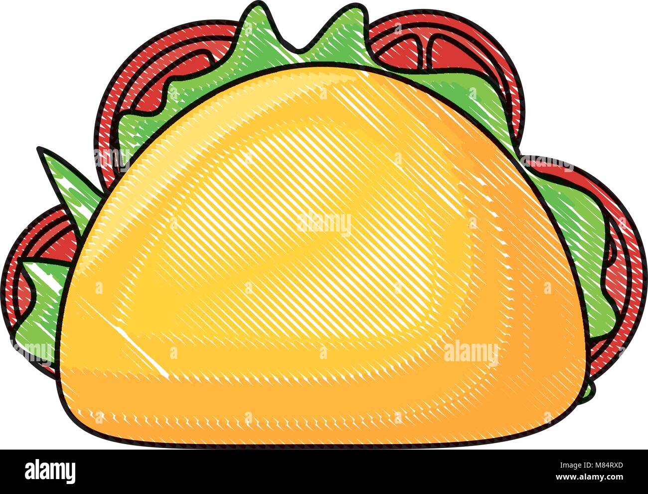 mexican taco with vegetables icon over white background, colorful ...