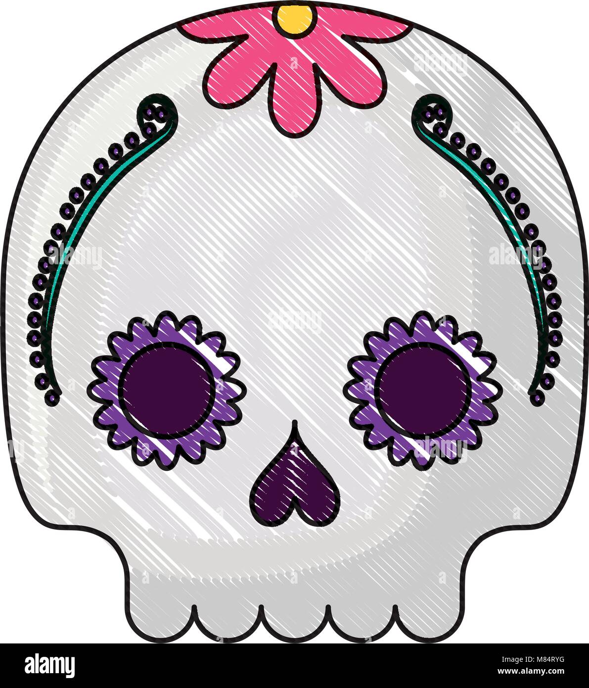 sugar skull icon over white background, colorful design. vector ...