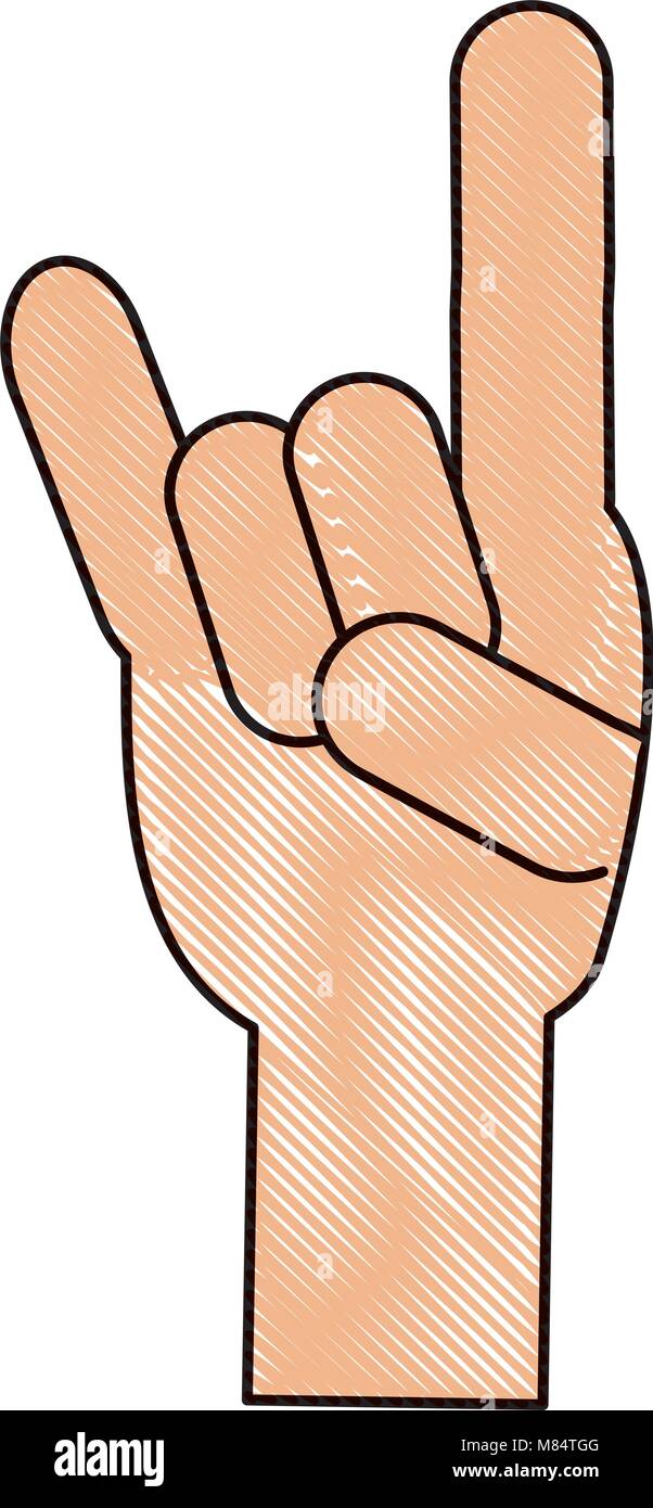 Rock Hand Symbol over white background, colorful design vector ...
