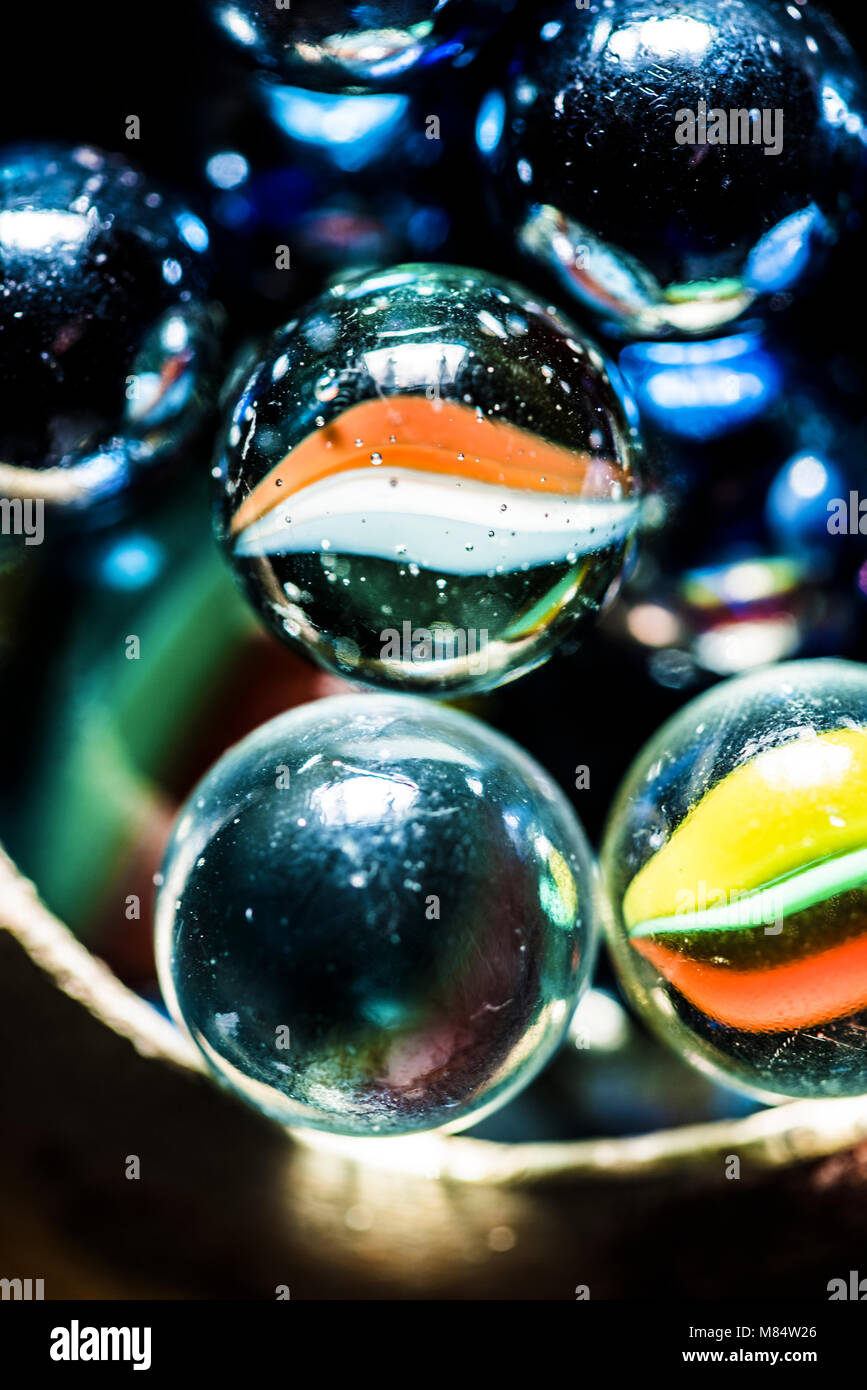 Colorful glass marbles macro close up Stock Photo - Alamy