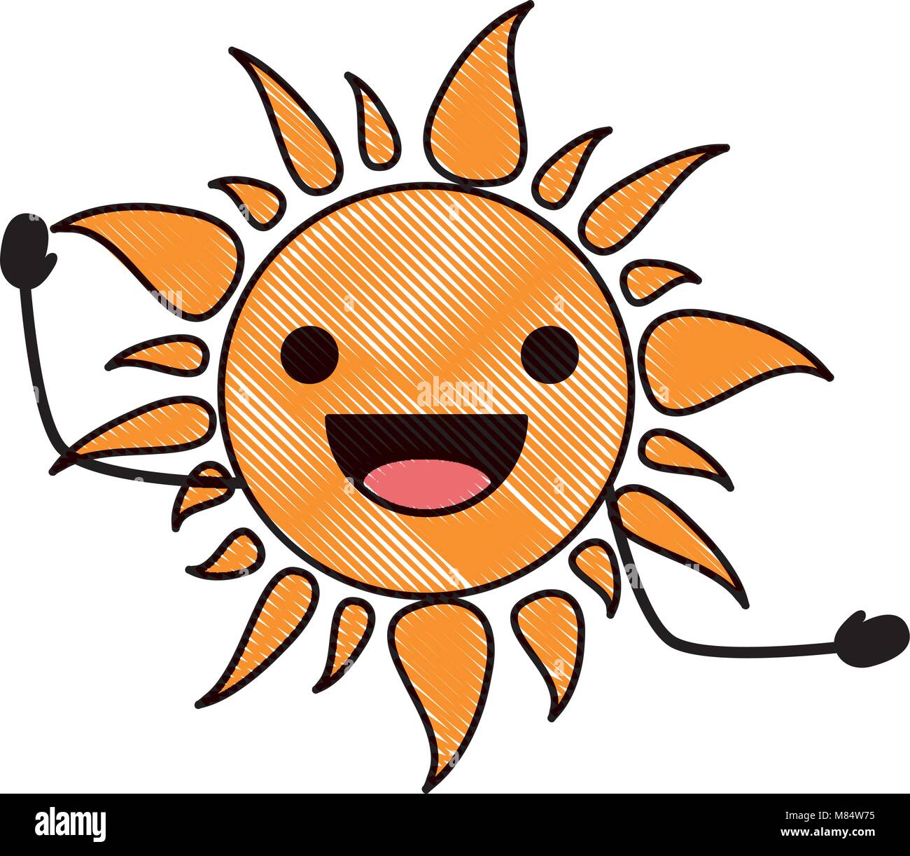 kawaii excited sun icon over white background, colorful design. vector ...