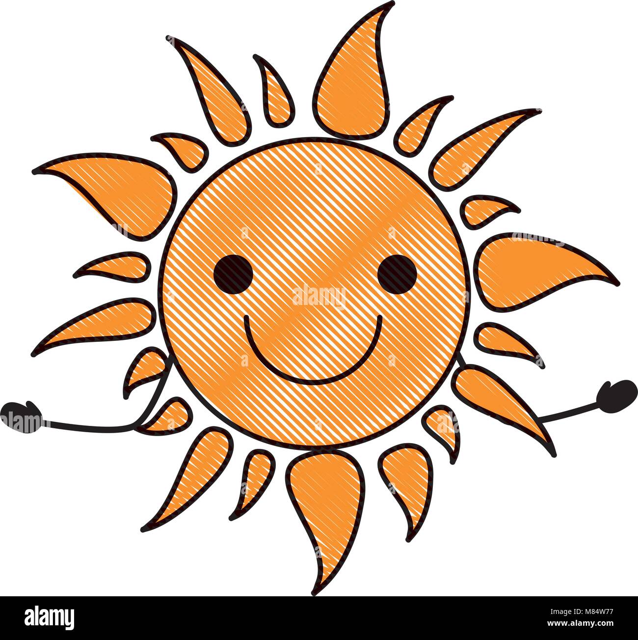kawaii excited sun icon over white background, colorful design. vector ...