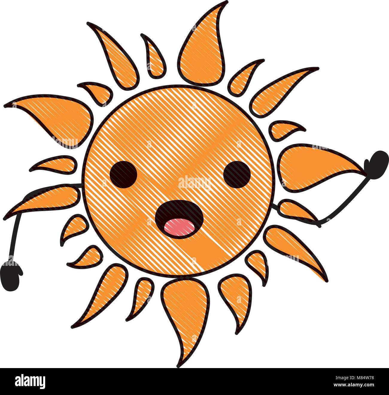 kawaii surprised sun icon over white background, colorful design ...