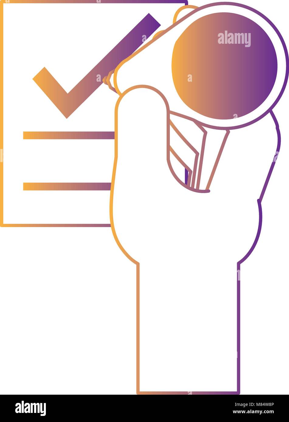 hand with votation paper with check icon over white background ...