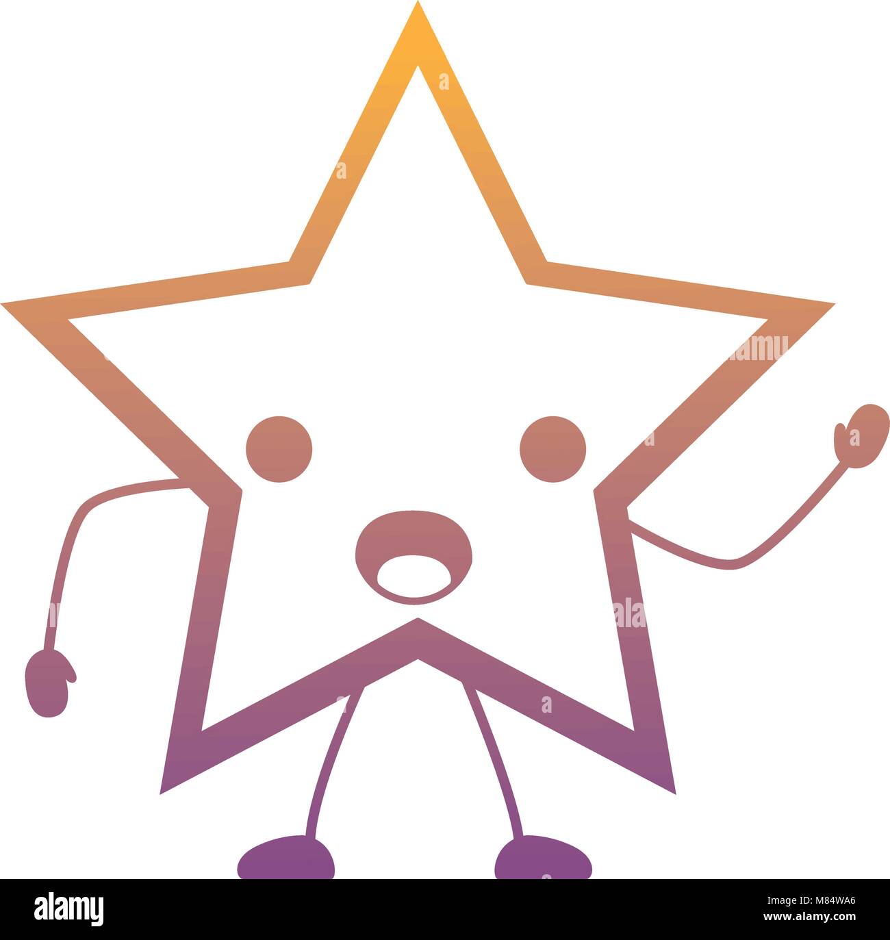 kawaii surprised star icon over white background, colorful design ...