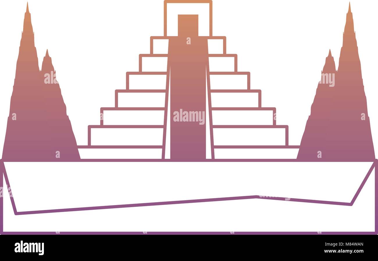 mexican pyramid surrounded by nature icon over white background ...