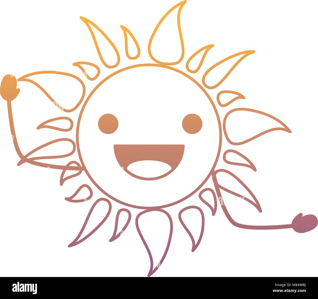 kawaii excited sun icon over white background, colorful design. vector ...