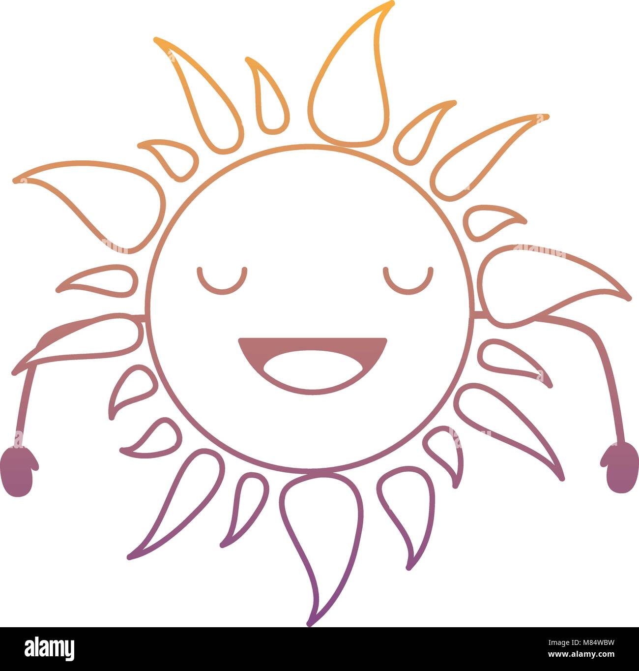 kawaii excited sun icon over white background, colorful design. vector ...