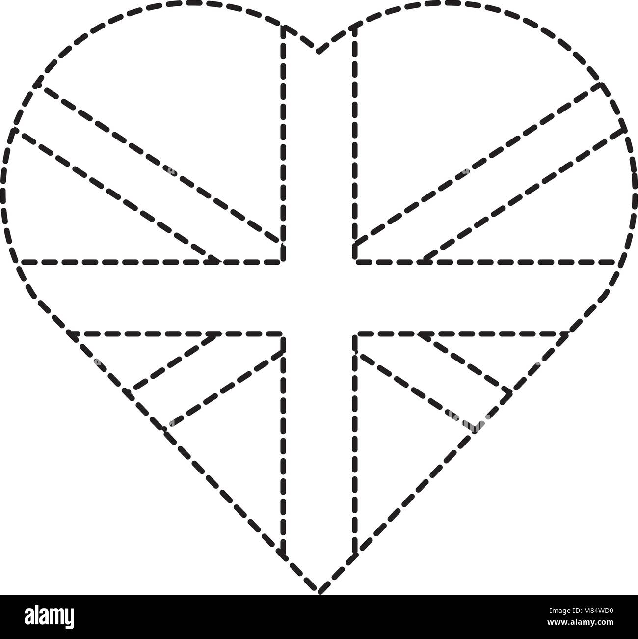 flag of united kingdom in heart shape over white background, vector ...