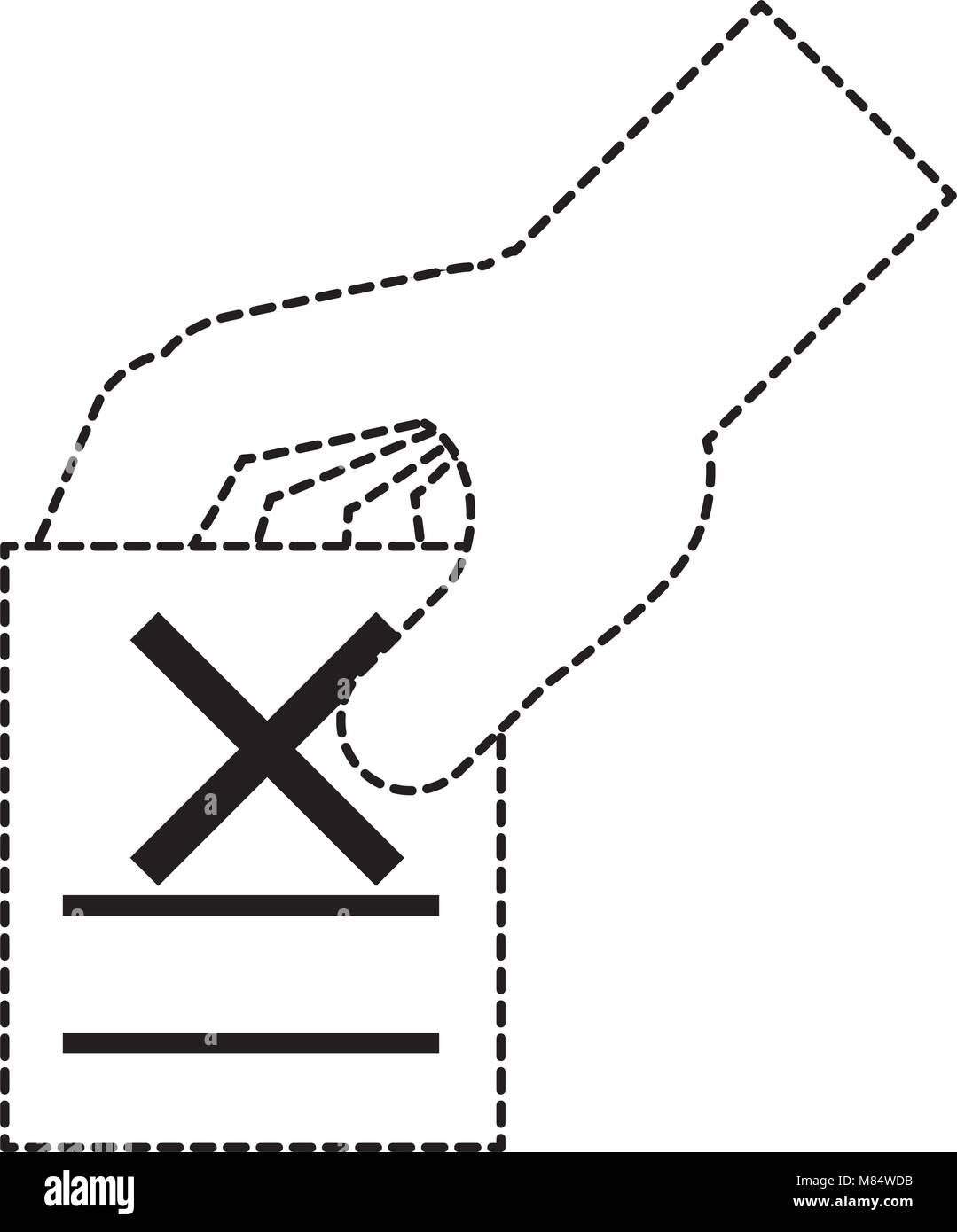 hand with votation paper with cross icon over white background, vector ...