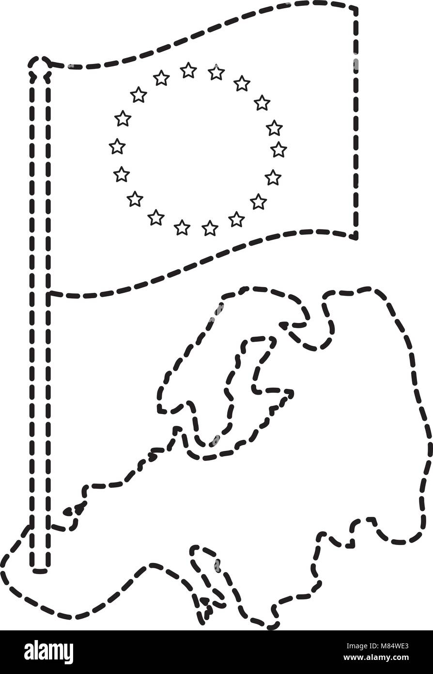 european union flag and map icon over white background, vector ...