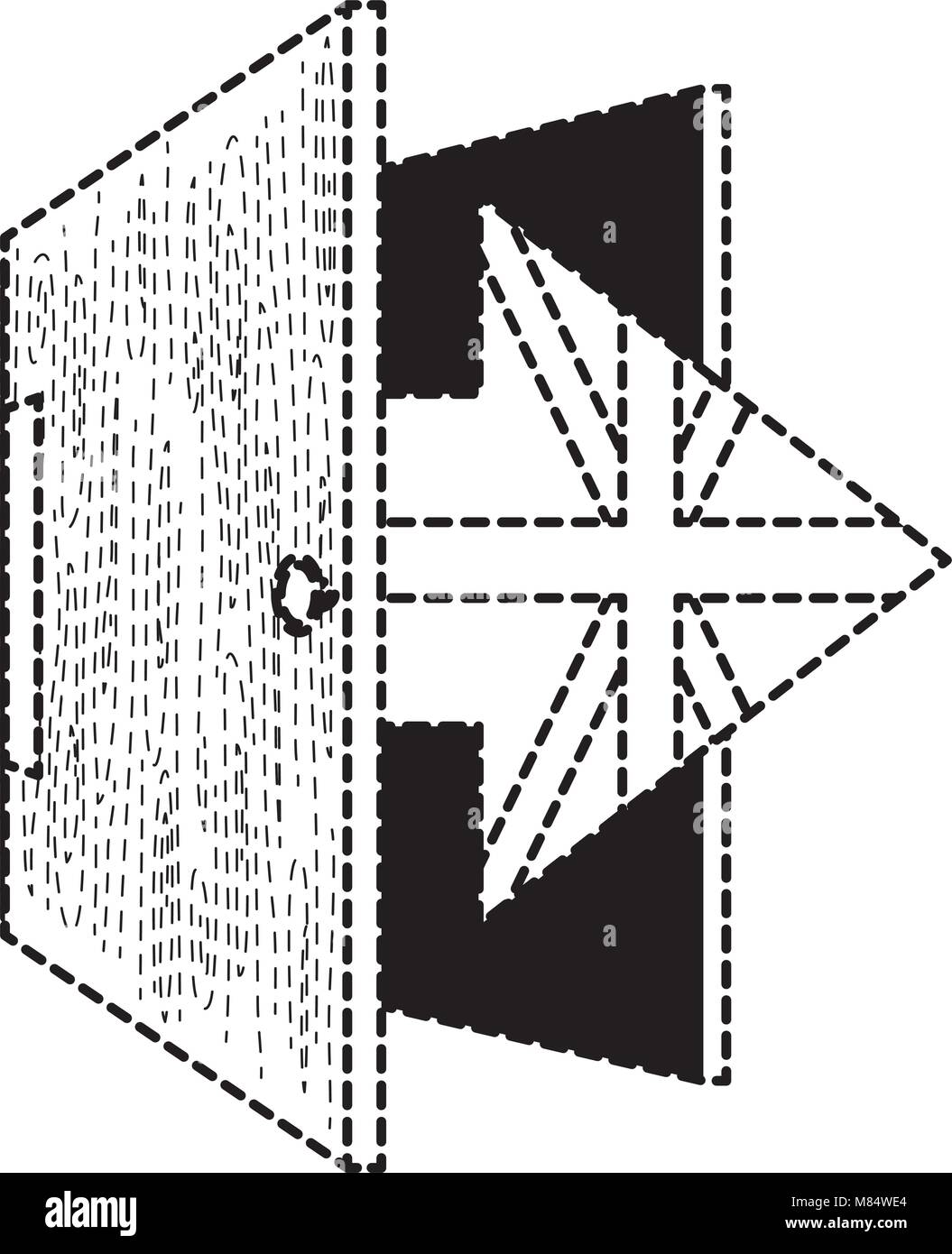 Brexit design with door and arrow with united kingdom flag design over ...