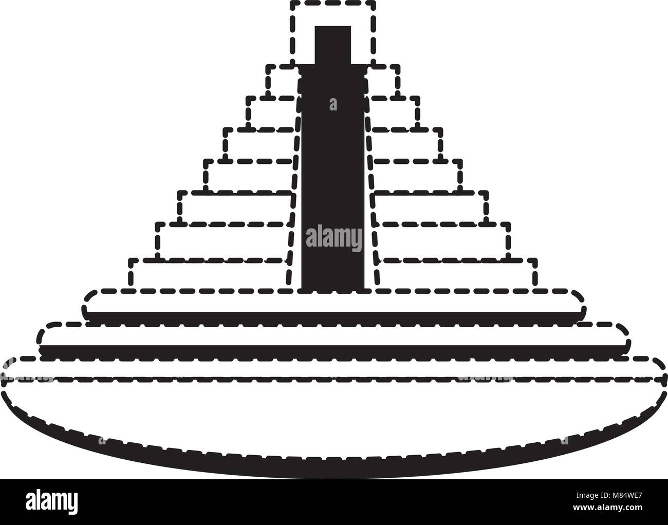 mexican pyramid surrounded by water over white background, vector ...