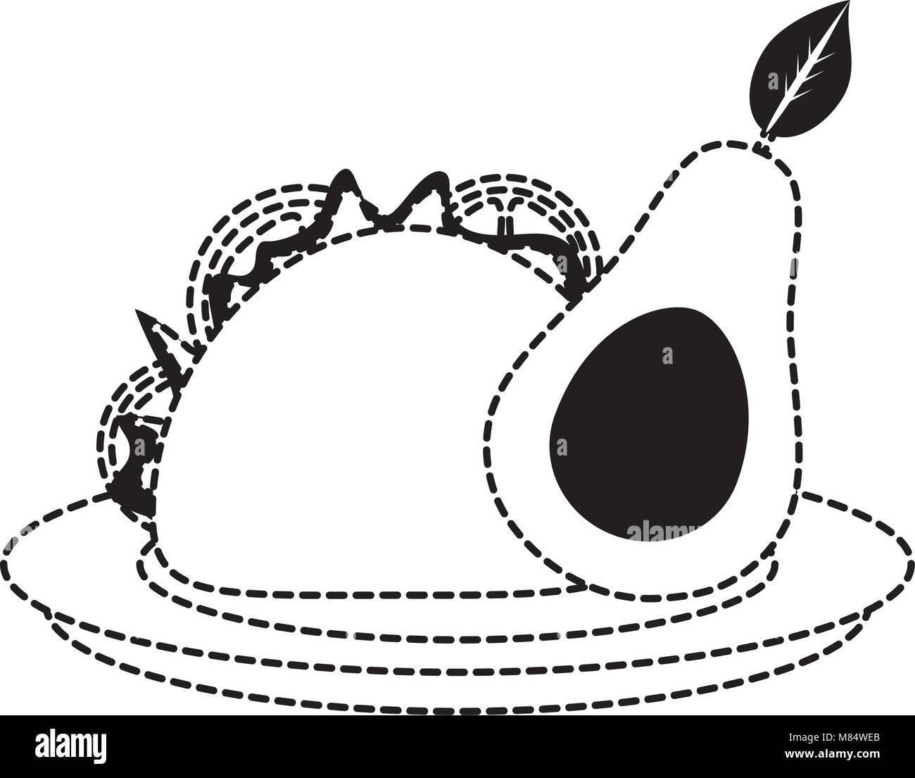 dish with taco and half avocado icon over white background, vector ...