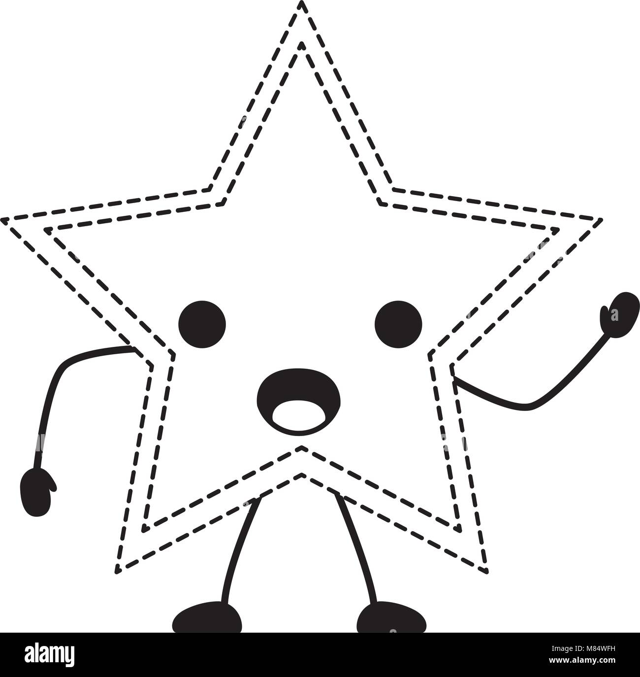 kawaii surprised star icon over white background, vector illustration ...