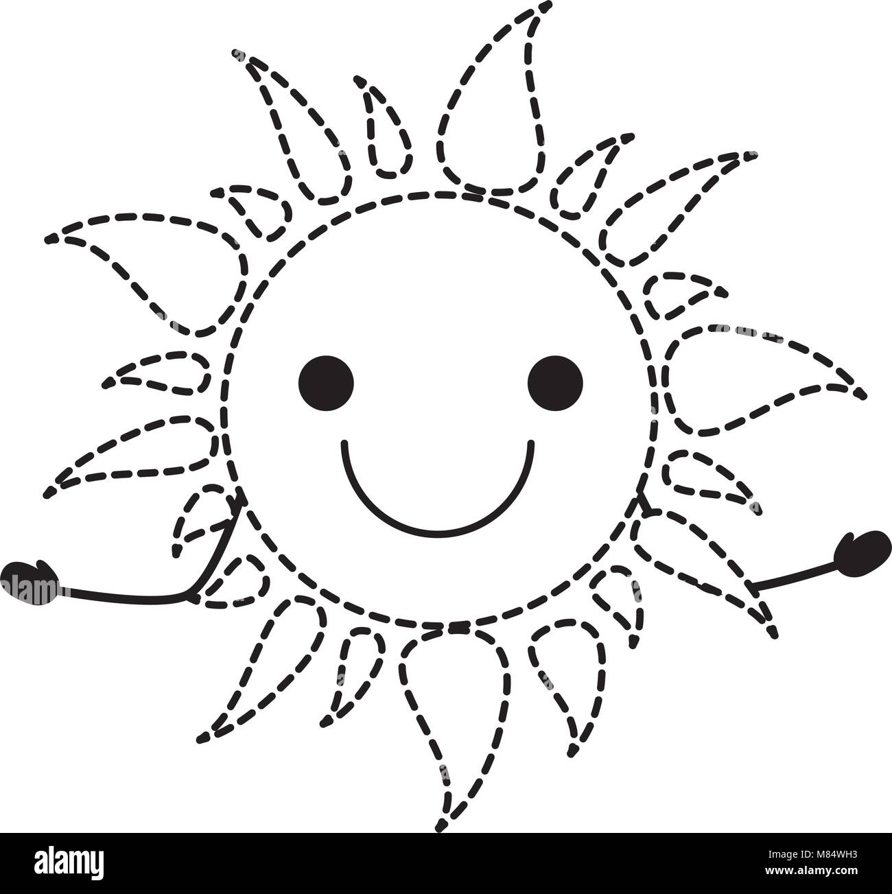 kawaii excited sun icon over white background, vector illustration ...