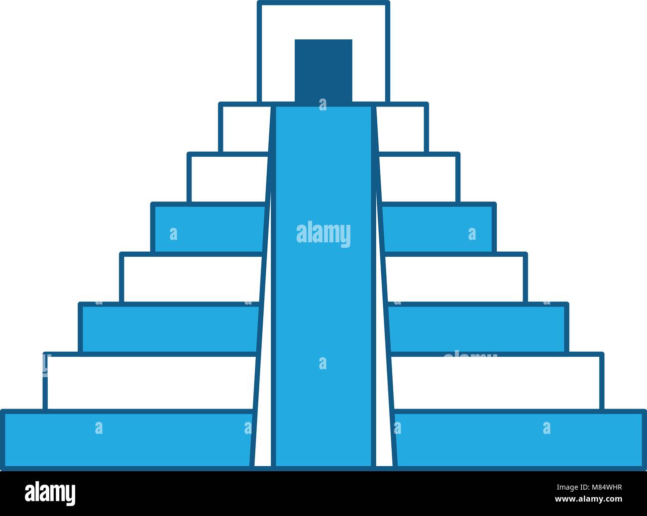 mexican pyramid icon over white background, blue shading design. vector ...