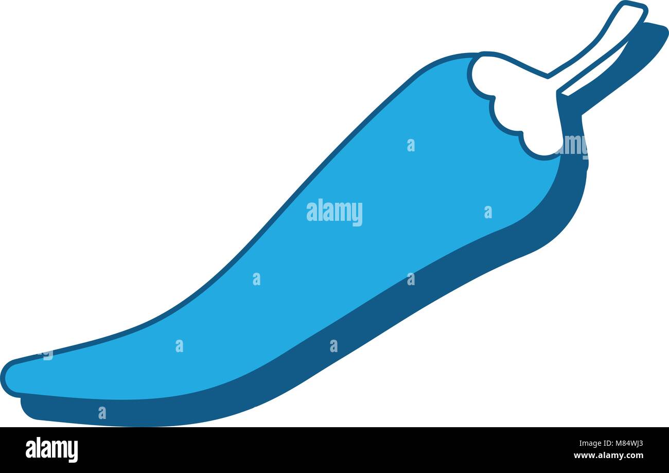 chili pepper icon over white background, blue shading design. vector ...