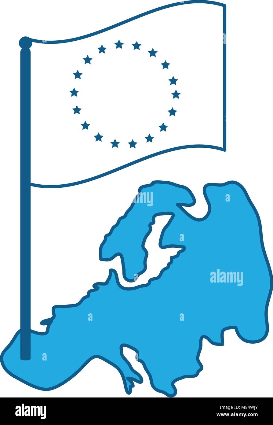european union flag and map icon over white background, vector ...
