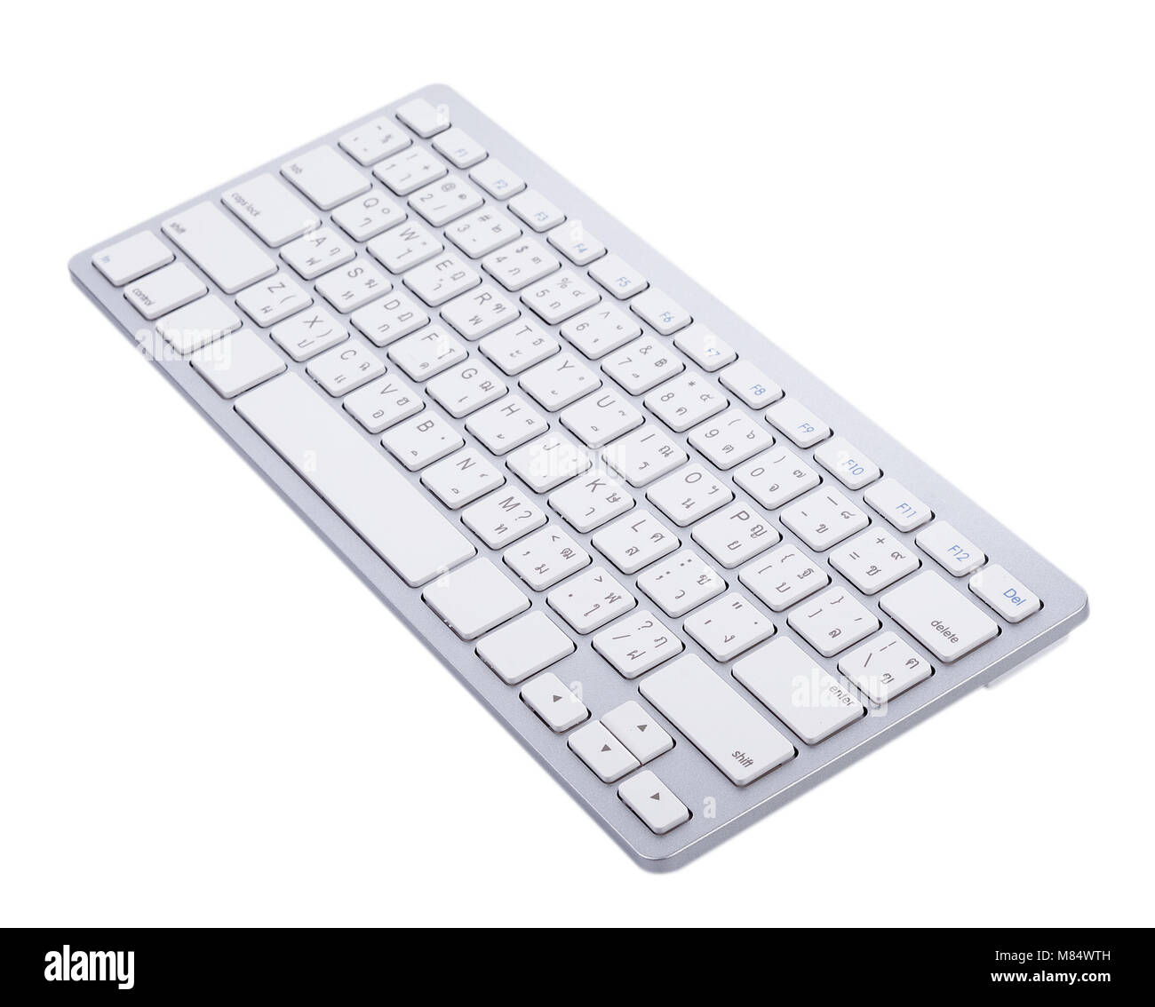 White wireless keyboard top view with keys Stock Photo - Alamy