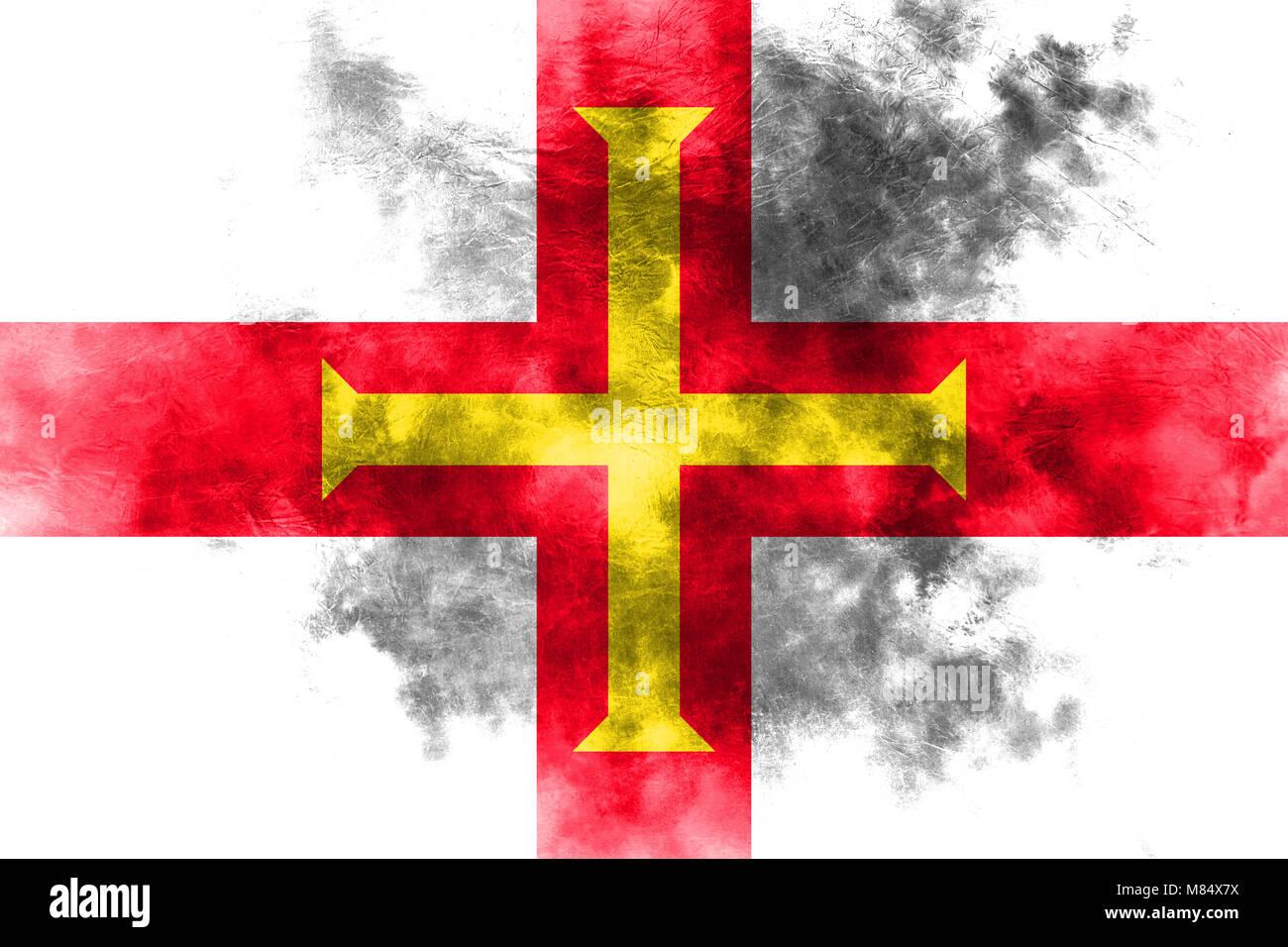 Guernsey grunge flag, United Kingdom dependent territory flag Stock ...